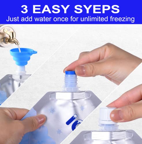 HenryDa 6 Pieces Reusable ice Packs for Coolers,Long Lasting Cooler ice Pack, 24to 48 Hours of Cold Gel Ice Pack.Lunch Bag CoolerIt can Hold 1400-1600ml of Water