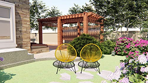 Kingmys Acapulco Woven Lounge Chair for Indoor and Outdoor Use (2PC Yellow)