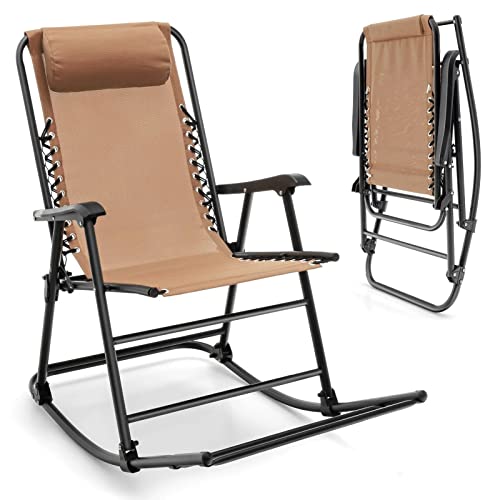 WYFDP Patio Camping Rocking Chair Folding Rocking Chair Footrest Blue