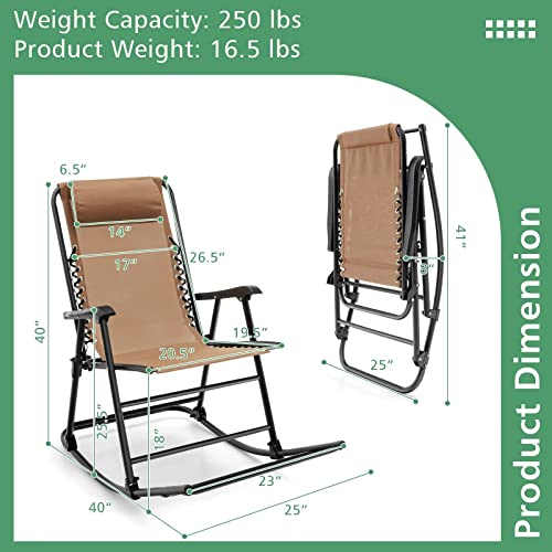 WYFDP Patio Camping Rocking Chair Folding Rocking Chair Footrest Blue