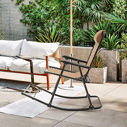 WYFDP Patio Camping Rocking Chair Folding Rocking Chair Footrest Blue
