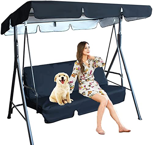 BTURYT Swing Canopy Replacement Cover & Swing Cushion Cover,Outdoor Patio Swing Seat Cover Replacement,Waterproof 2/3 Seater Swing Top Cover and Chair Cover-(top Cover + Chair Cover)