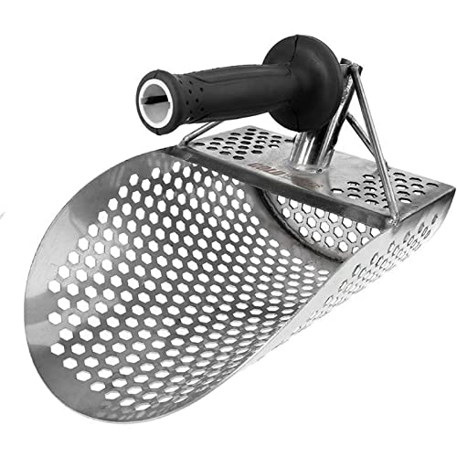 YtotY Beach Sand Scoop with Handle, Metal Detecting Tool,Beach Underwater Treasure Hunting, Stainless Steel Water Metal Detecting Tool Digging Shovel Fast Sifting Metal Detector…