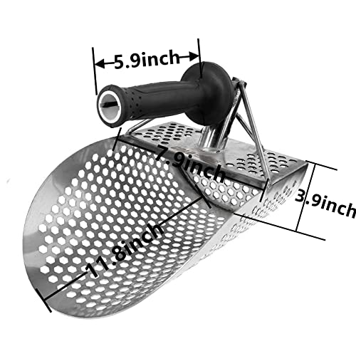YtotY Beach Sand Scoop with Handle, Metal Detecting Tool,Beach Underwater Treasure Hunting, Stainless Steel Water Metal Detecting Tool Digging Shovel Fast Sifting Metal Detector…