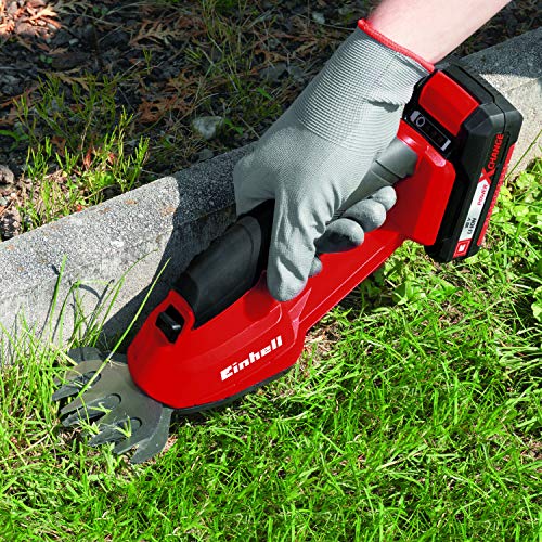 Einhell GE-CG Power X-Change 18-Volt Cordless Handheld 2-in-1 3.9-Inch Grass Shear and 7.9-Inch Hedge Trimmer, .3-Inch Cutting Thickness, w/ Metal Gear Box, Kit (w/ 2.0-Ah Battery + Fast Charger)