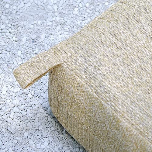 Woven Inflatable Ottoman Square Foot Rest with Portable Handle, Floor Cushion Seating for Kids Adults for Living Room, Bedroom, 22x22x10 Inches