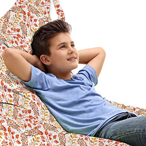 Ambesonne Watercolor Lounger Chair Bag, Hand Drawn Flowers and Leaves Design Elements Garden Scenery, High Capacity Storage with Handle Container, Lounger Size, Pale Orange Salmon