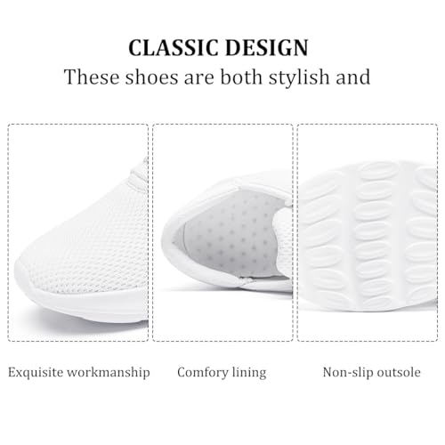 HIIGYL Womens Running Shoes Lightweight Breathable Walking Sneakers Athletic Workout Gym Tennis Shoes White Size 8.5