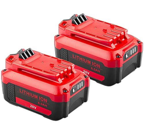 HERISKEER Replacement Battery 6.0 AH for Craftsman 20V Battery, V20 Series, Lithium-ion, 2-Pack, (CMCB204/ CMCB202)