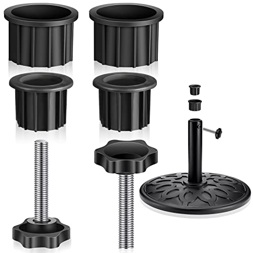 Zhengmy 6 Pieces Umbrella Base Stand Hole Ring Plug Cover and Cap Patio Umbrella Stand Replacement Parts Black Umbrella Stand Base Screw Umbrella Pole Cap