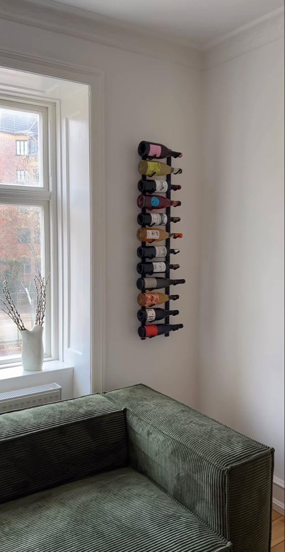 VintageView W Series 4 Wall Mounted Metal Wine Rack (12 Bottles, Matte Black)