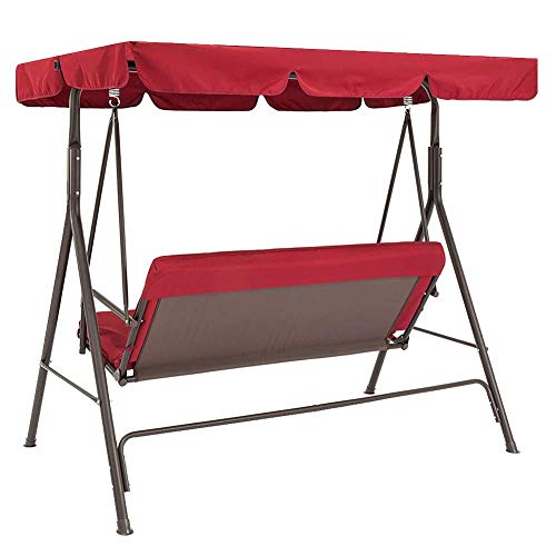 WARRIO Patio Swing Canopy Cover Set - Swing Replacement Top Cover + Swing Cushion Cover for 3 Seater Swing Waterproof Sunproof Cover (Red,74.8×51.96×5.9in) (C320)