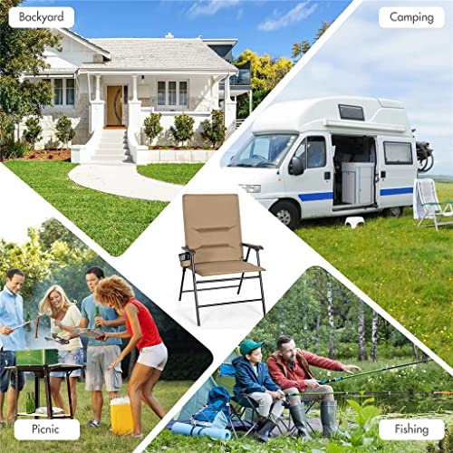 ZHYH Patio upholstered Folding Portable Chair Camping Dining Outdoor Beach Chair Brown