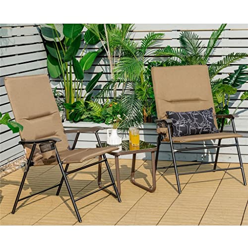 ZHYH Patio upholstered Folding Portable Chair Camping Dining Outdoor Beach Chair Brown