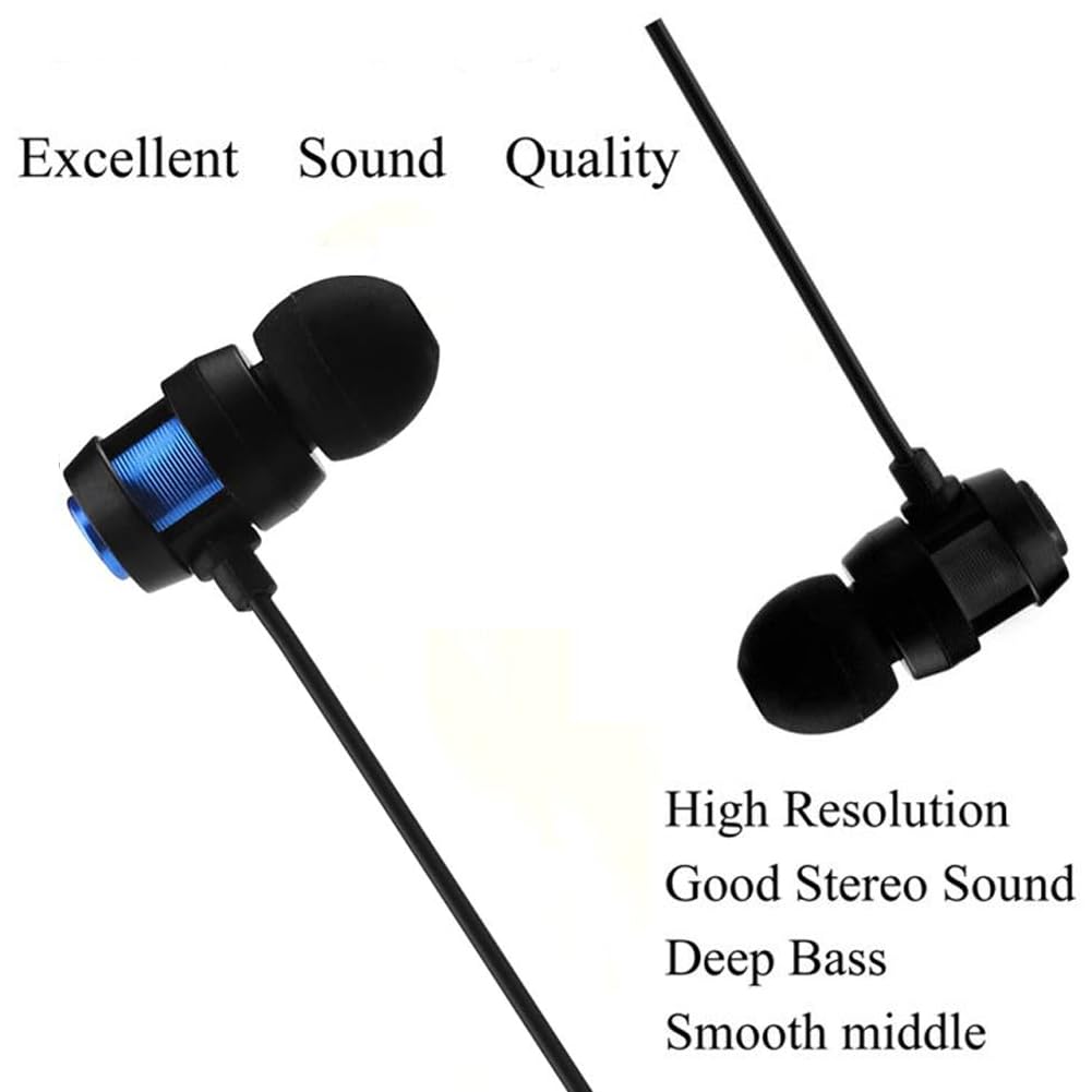 Yadesign Wired Earbuds with Microphone 2 Pack Ear Buds in Ear Headphones Bass Earphones with Mic and Volume Control(2 Pack Black Blue)