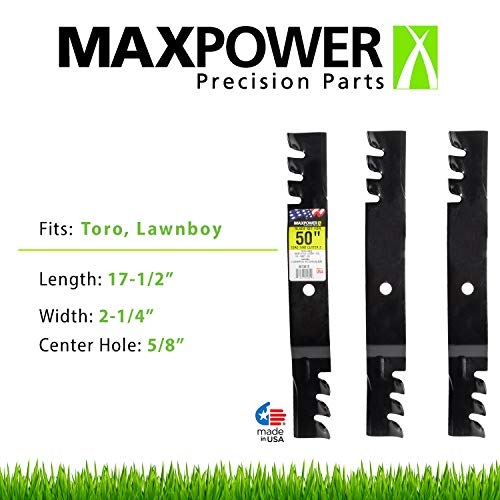 Maxpower 561381XB Commercial Mulching Blade Set for 50β Cut Toro Timecutter Z, Replaces OEM No. 110-6837-03, 112-9759, 112-9759-03, Black