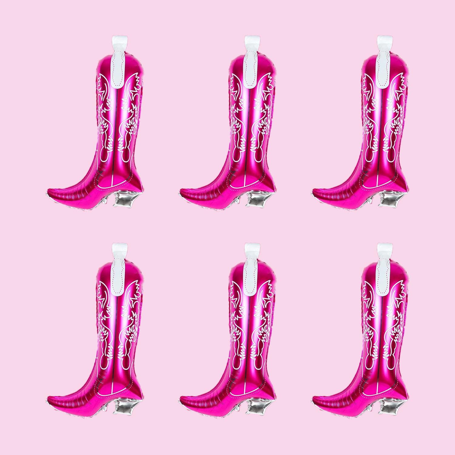 6 pcs pink cowgirl boots Balloons,for Last Rodeo Bachelorette Party Decorations,Cowgirl Balloons for Western Themed Birthday Party Decorations Supplies.