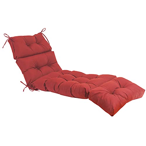 QILLOWAY Indoor/Outdoor Chaise Lounge Cushion,Spring/Summer Seasonal Replacement Cushions. (RED)