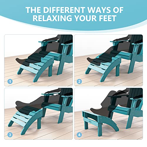 Cecarol Folding Adirondack Ottoman for Adirondack Chair, Folding Easily Adirondack Footstool Without Assembly, Ottoman for Outdoor Porch, Yard, Garden, Blue-ACO01