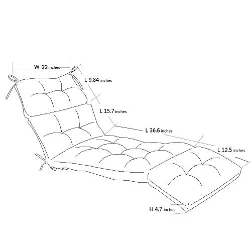 QILLOWAY Indoor/Outdoor Chaise Lounge Cushion,Spring/Summer Seasonal Replacement Cushions. (RED)