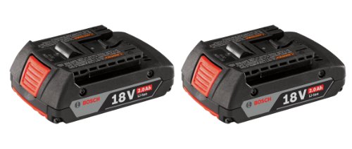 BOSCH BAT612-2PK 18-volt Lithium-Ion 2.0 AH Slim Pack Battery with Digital Fuel Gauge, 2-Pack , Black