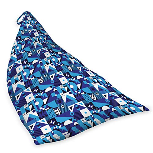 Ambesonne Navy Blue Lounger Chair Bag, Contemporary Geometric Mosaic with Rich Modern and Abstract Shapes, High Capacity Storage with Handle Container, Lounger Size, Violet Pale Blue White