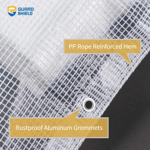 GUARD SHIELD Clear White Tarp Heavy Duty 16x16 Feet Waterproof for Greenhouse Outdoor Garden Poly Cover UV Resistant 3x3 Weave 10mil
