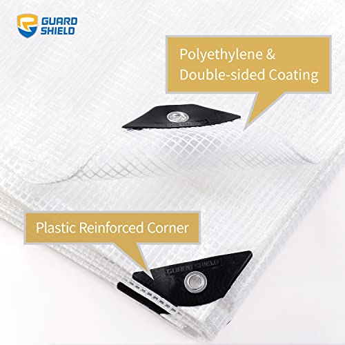 GUARD SHIELD Clear White Tarp Heavy Duty 16x16 Feet Waterproof for Greenhouse Outdoor Garden Poly Cover UV Resistant 3x3 Weave 10mil
