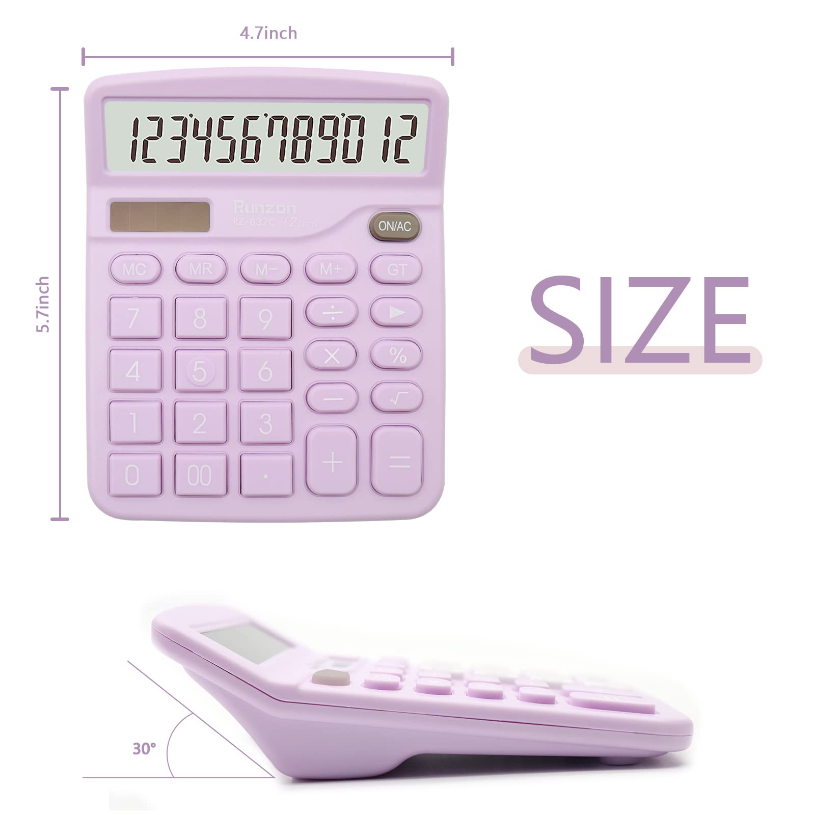 Purple Calculator, Basic Office Calculator, Desktop Calculator 12 Digit with Large LCD Display, Purple Office Supplies with Sensitive Button, Purple Desk Accessories, School Supplies……
