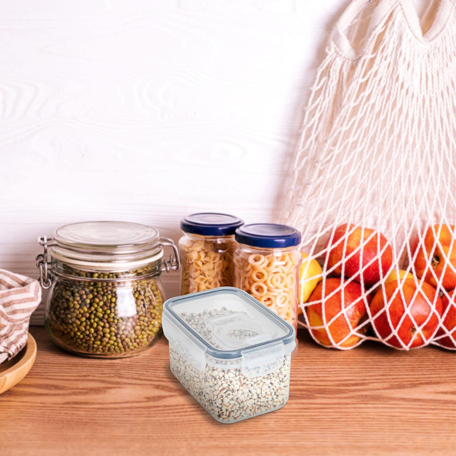 Dyegold Food Storage Container, Transparent Airtight Plastic Storage Single Tank Kitchen Sealed Jar with Lids, Space-saving Vacuum Proof Storage Tank With Lid Moisturing Fresh-keeping Box (800ml)