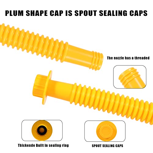 Gas Can Spout Kit QJIUBA for 1/2/5/10 Gal Replacement of Old Tanks Includes Nozzle, Vent caps, Rubber Gasket, Drill bits, Auxiliary Base Cap