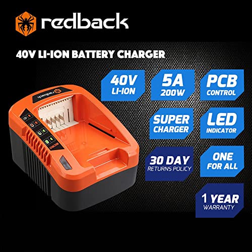 Redback 40V Hedge Trimmer Cordless Bush Trimmer with 1300 RPM Maneuverable 40V Battery Operated Hedge Trimmer Gardening Tools for Cutting and Pruning Shrubs W/ 2Ah Battery Charger