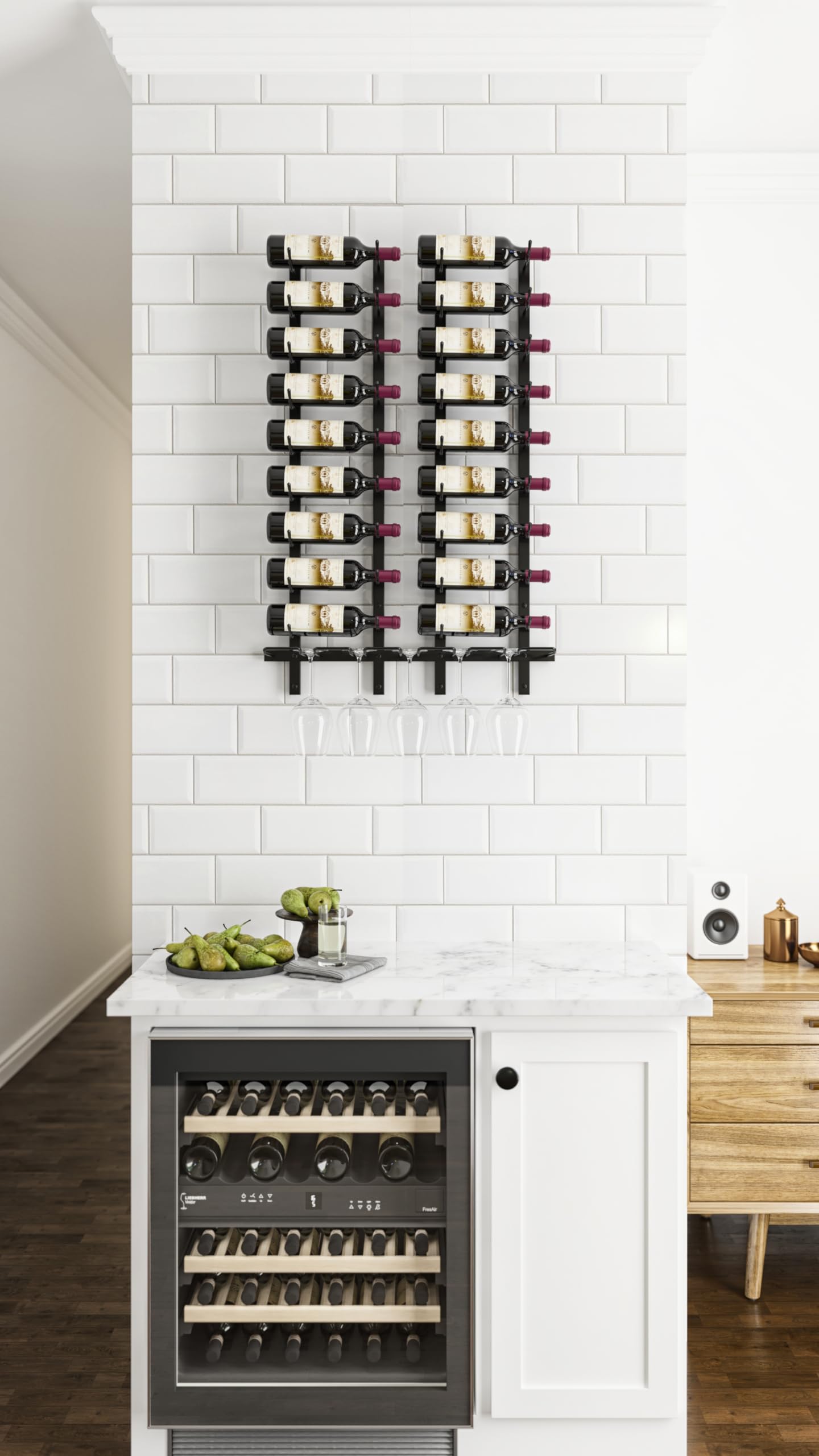 VintageView W Series (3 Ft) - 9 Bottle Wall Mounted Wine Rack (Satin Black) Stylish Modern Wine Storage with Label Forward Design