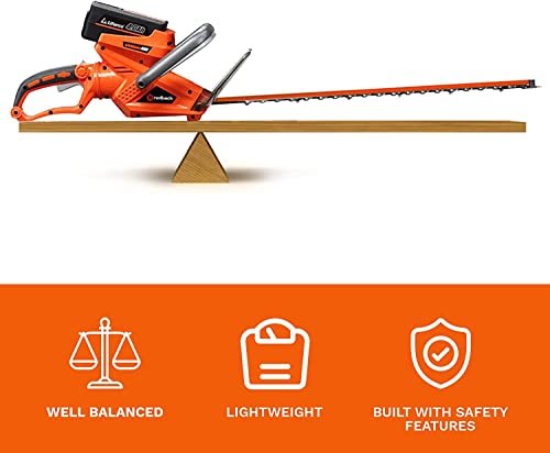 Redback 40V Hedge Trimmer Cordless Bush Trimmer with 1300 RPM Maneuverable 40V Battery Operated Hedge Trimmer Gardening Tools for Cutting and Pruning Shrubs W/ 2Ah Battery Charger
