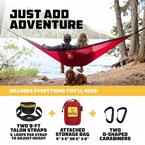 Wise Owl Outfitters Camping Hammocks Duo - Set of 2, Adults and Kids Hammock for Outdoor, Indoor, Single & Double Use w/Tree Straps - Camping Gear Essentials,