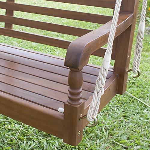 northbeam SWG0120210010 Nantucket Porch Swing, Acacia, Natural, 20.28″d x 46.46″w x 22.24″h