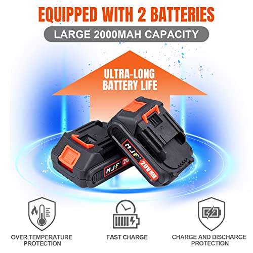 Mini Chainsaw Cordless 6-Inch with 2 Battery, One-Handed, Smooth Cutting, Portable Electric Chain Saw for Wood Cutting Tree Trimming, With Complete Chainsaw Kit, MJF