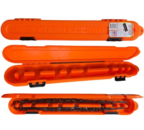 Chain Locker Original Chainsaw Chain Storage Case Orange Organization Box Universal for 6”, 8”, 10”, 12”, 14”, 16”, 18” and 20” Blade Chains Made in USA