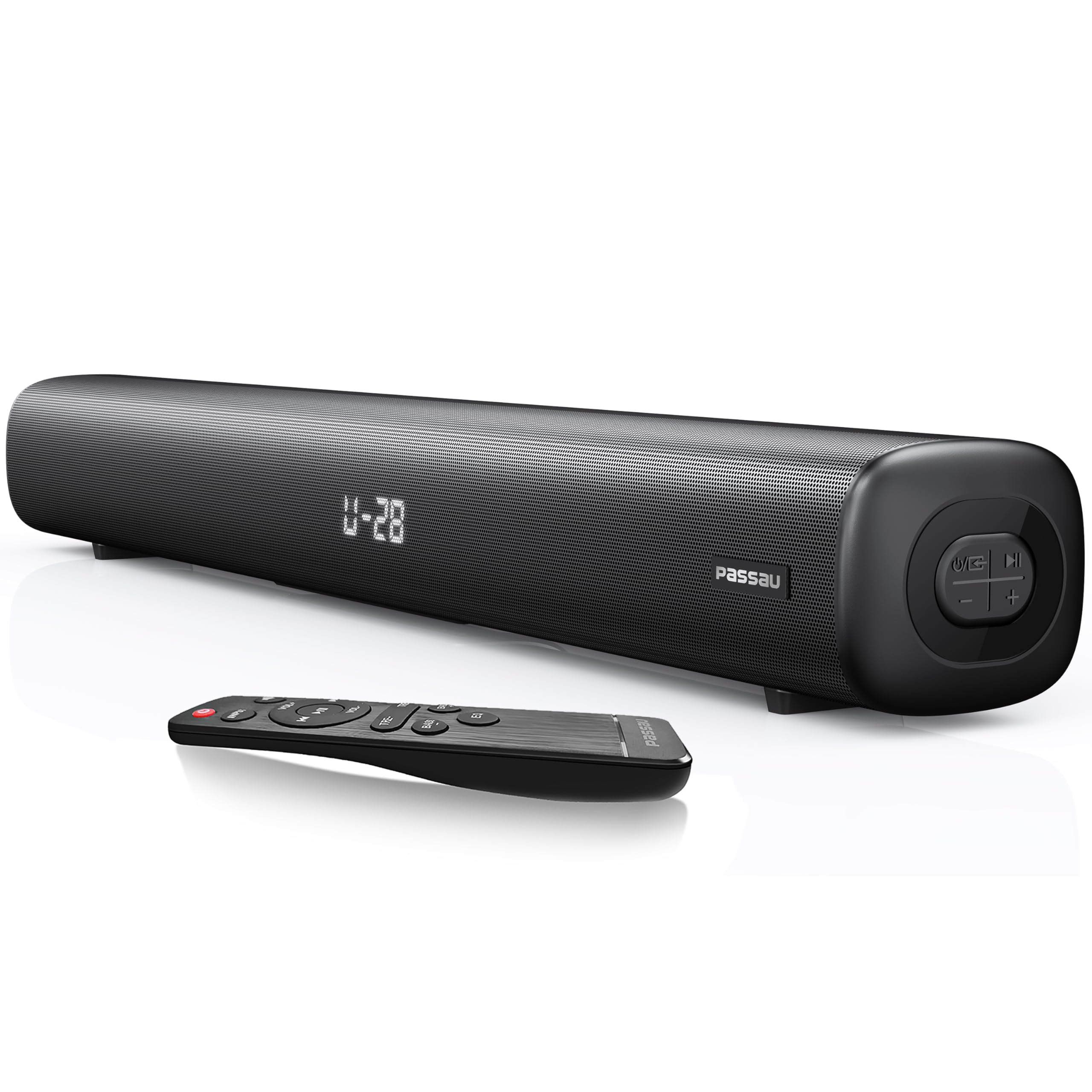 Passau Sound Bars for TV Speaker 22 Inch 60W Full-Range Divers, LED Display, Bass Adjustable, Bluetooth 5.3 Soundbar, HDMI(ARC)/USB/AUX Inputs, 5 EQ Surround Sound System TV Sound Bar for Home Audio