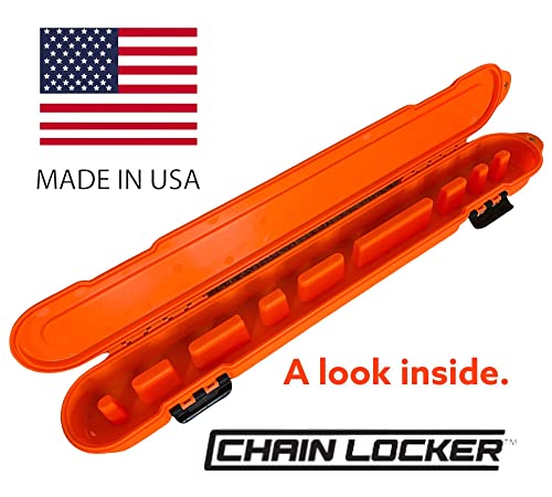 Chain Locker Original Chainsaw Chain Storage Case Orange Organization Box Universal for 6”, 8”, 10”, 12”, 14”, 16”, 18” and 20” Blade Chains Made in USA
