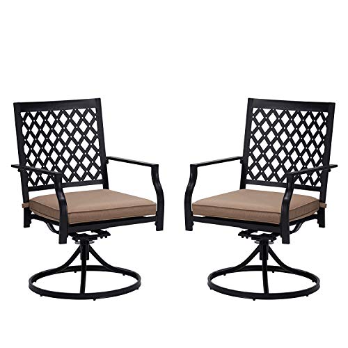 VICLLAX Outdoor Swivel Dining Chairs Patio Furniture with Cushion Black Set of 2