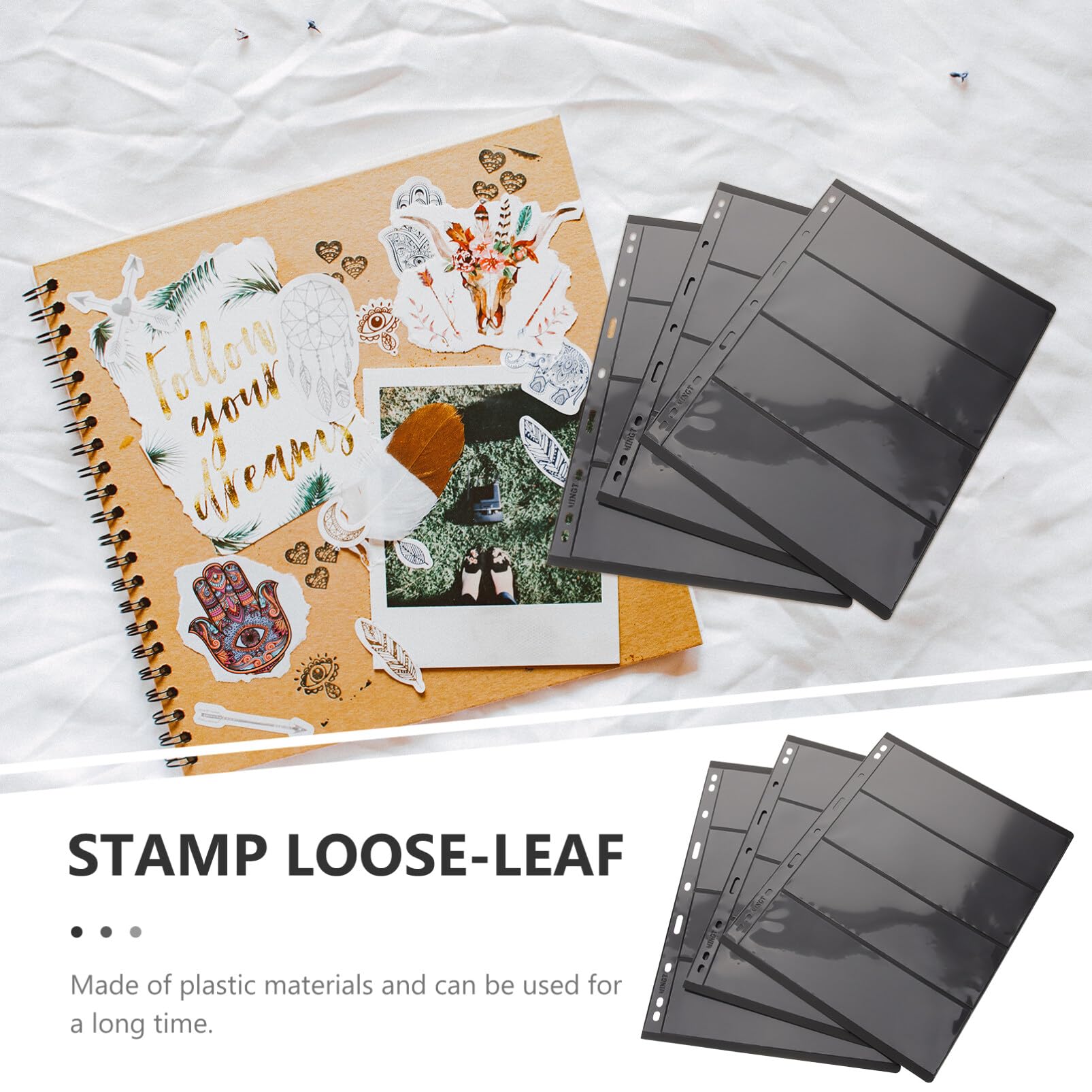 VILLCASE 20Pcs Black Binder Stamps Binder Clips Stamp Collecting Loose-Leaf Stamp Collection Insert Stamp Loose-Leaf Stamp Book Loose-Leaf Storage Holder Supplies Book Plastic Universal