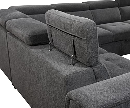 FANYE Gray Corner Sectional Sleeper Reversible Storage Chaise, Modern Convertible Practical Sofa W/Pull Out Sleep Couch Bed for Home Apartment OfficeGray U-Shaped