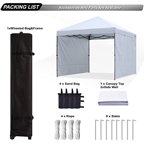 ABCCANOPY Outdoor Easy Pop up Canopy Tent with 2 Sun Wall 10x10, White
