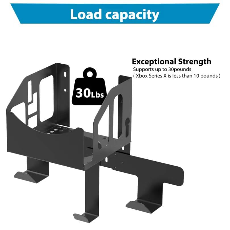 Wall Mount for Xbox Series X (with accessories installed near the TV), wall mount metal bracket kit for Xbox system,Controller Holder & Headphone Hanger,Black.