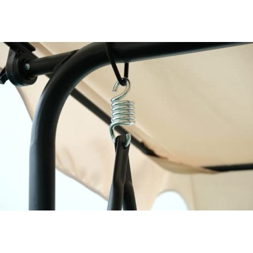 FUZOFUIZ 3-Seater Outdoor Adjustable Canopy Porch Swing Chair for Patio, Garden, Poolside, Balcony w/Armrests, Textilene Fabric, Steel Frame