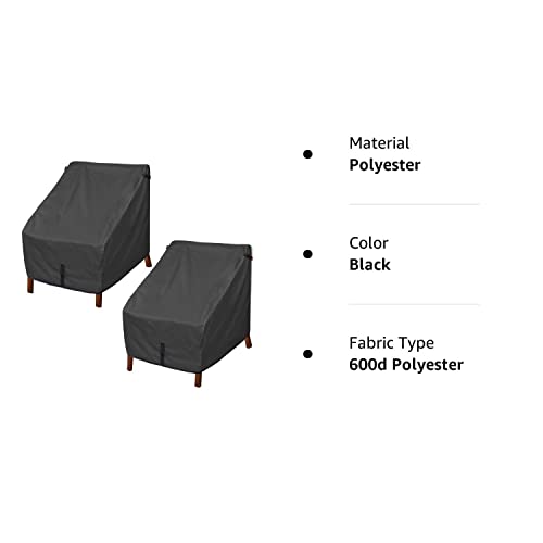 Porch Shield Patio Chair Covers -Waterproof Outdoor Lounge Deep Seat Single Lawn Chair Cover 2 Pack - 30W x 33D x 34H inch, Black