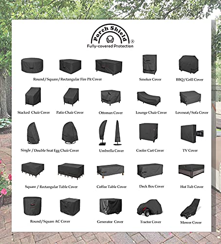 Porch Shield Patio Chair Covers -Waterproof Outdoor Lounge Deep Seat Single Lawn Chair Cover 2 Pack - 30W x 33D x 34H inch, Black