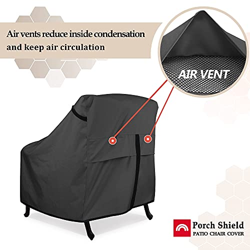 Porch Shield Patio Chair Covers -Waterproof Outdoor Lounge Deep Seat Single Lawn Chair Cover 2 Pack - 30W x 33D x 34H inch, Black