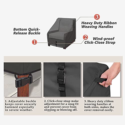 Porch Shield Patio Chair Covers -Waterproof Outdoor Lounge Deep Seat Single Lawn Chair Cover 2 Pack - 30W x 33D x 34H inch, Black